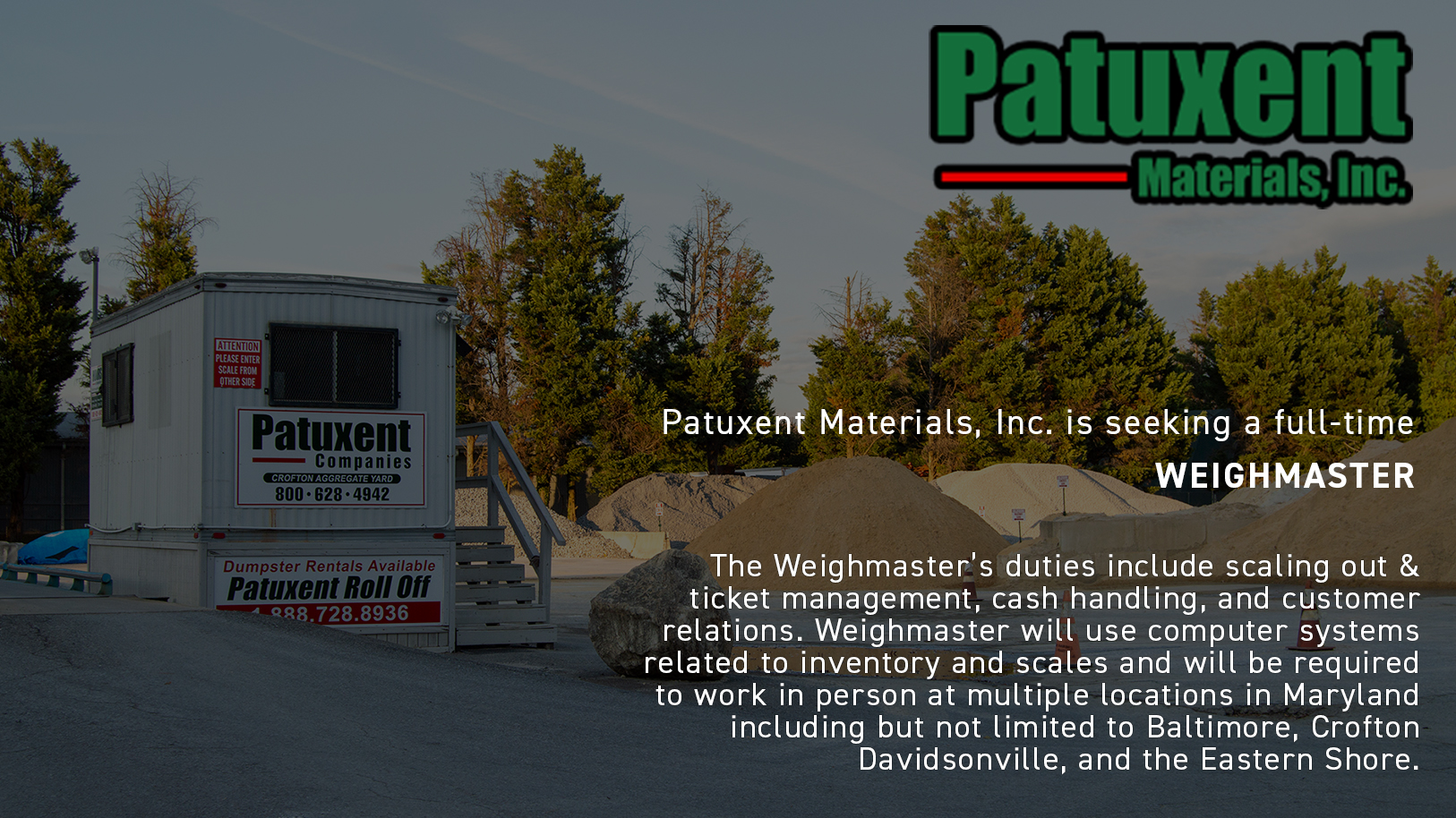 Patuxent Companies open jobs | Weighmaster